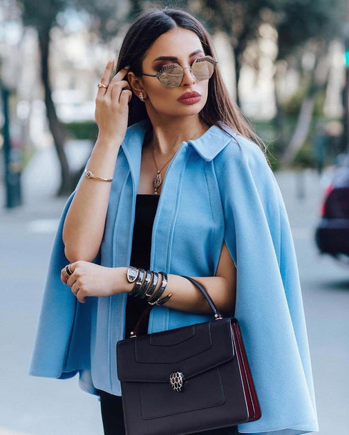 Long Open Slit Sleeve Cape Coat | Amelie Baku Couture