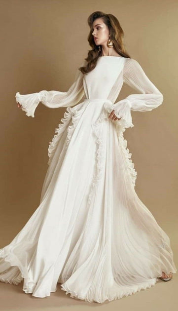 Yasmin White Chiffon Gown | Amelie Baku Couture